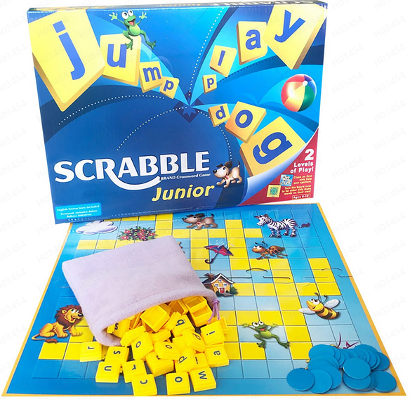 Scrabble Junior Game Word Game Deluxe Edition Letter Tiles Word Game | Rotating Board and ...