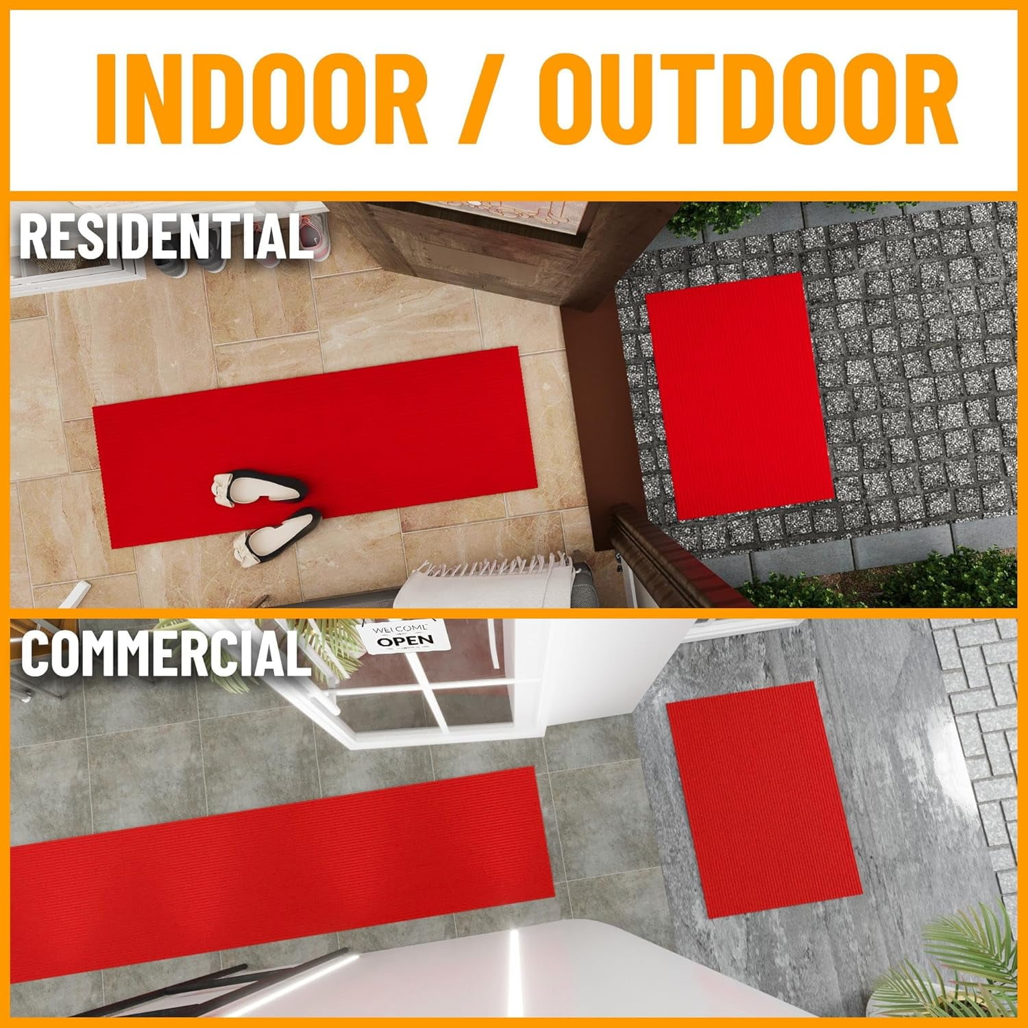 Scrabe Rib Collection Waterproof Non-Slip Rubberback Solid Design 2X6 ...