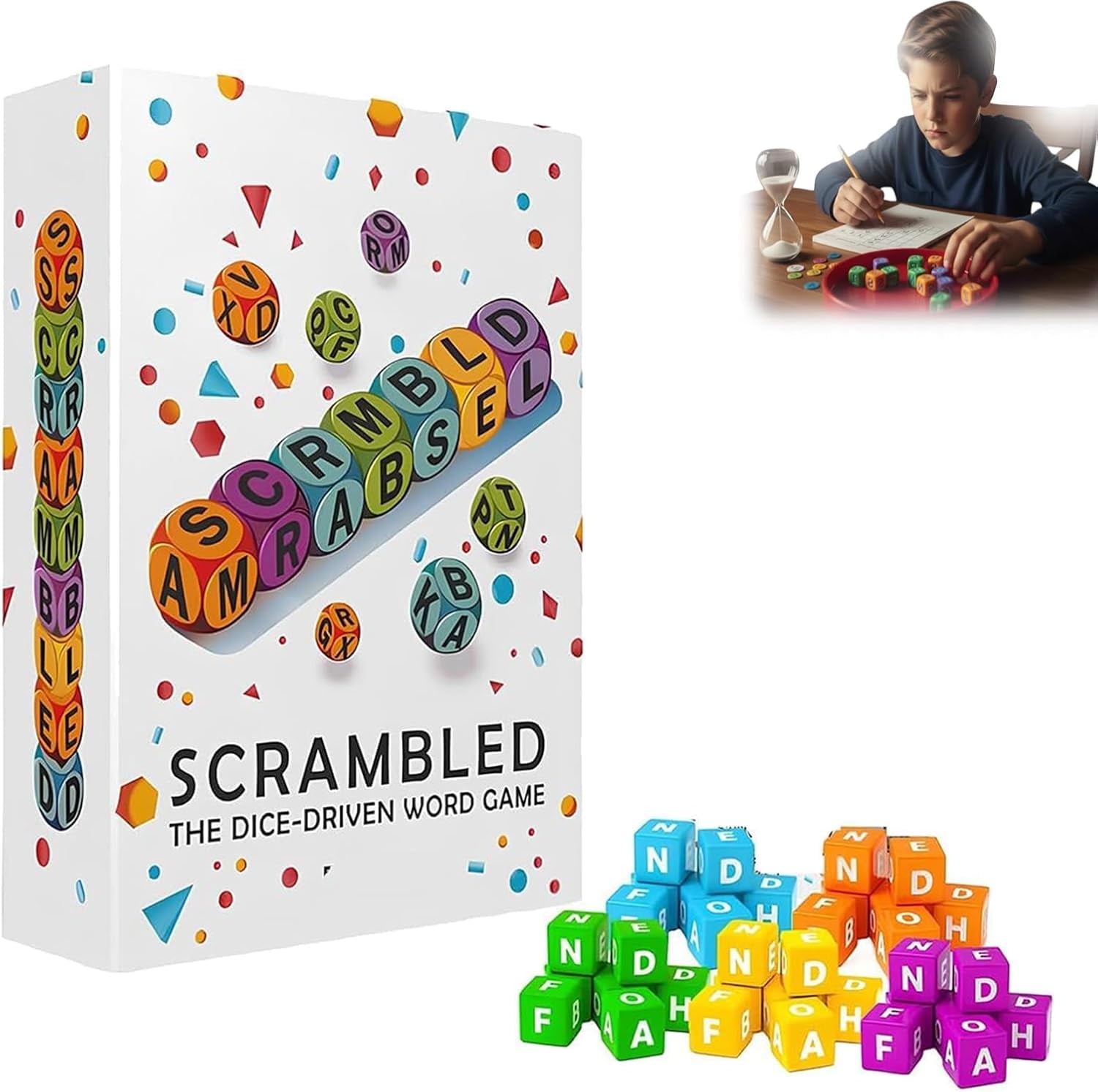 Scrambled Dice Word Game - with 12 Letter Dice for 1-5 Players Ages 8 ...
