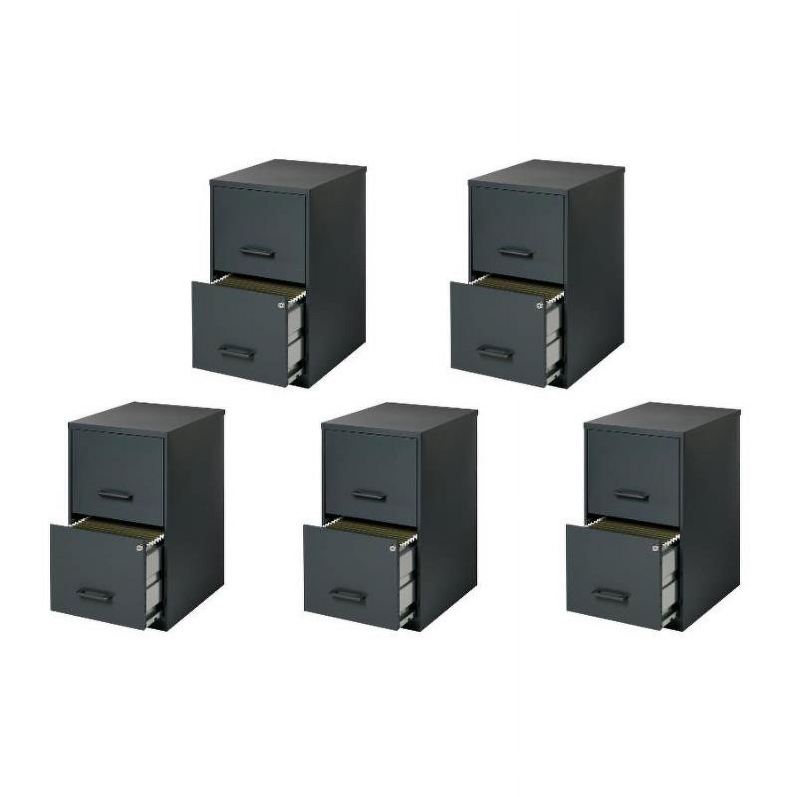 Scranton & Co 2 Drawer Letter File Cabinet in Black (Set of 5 ...