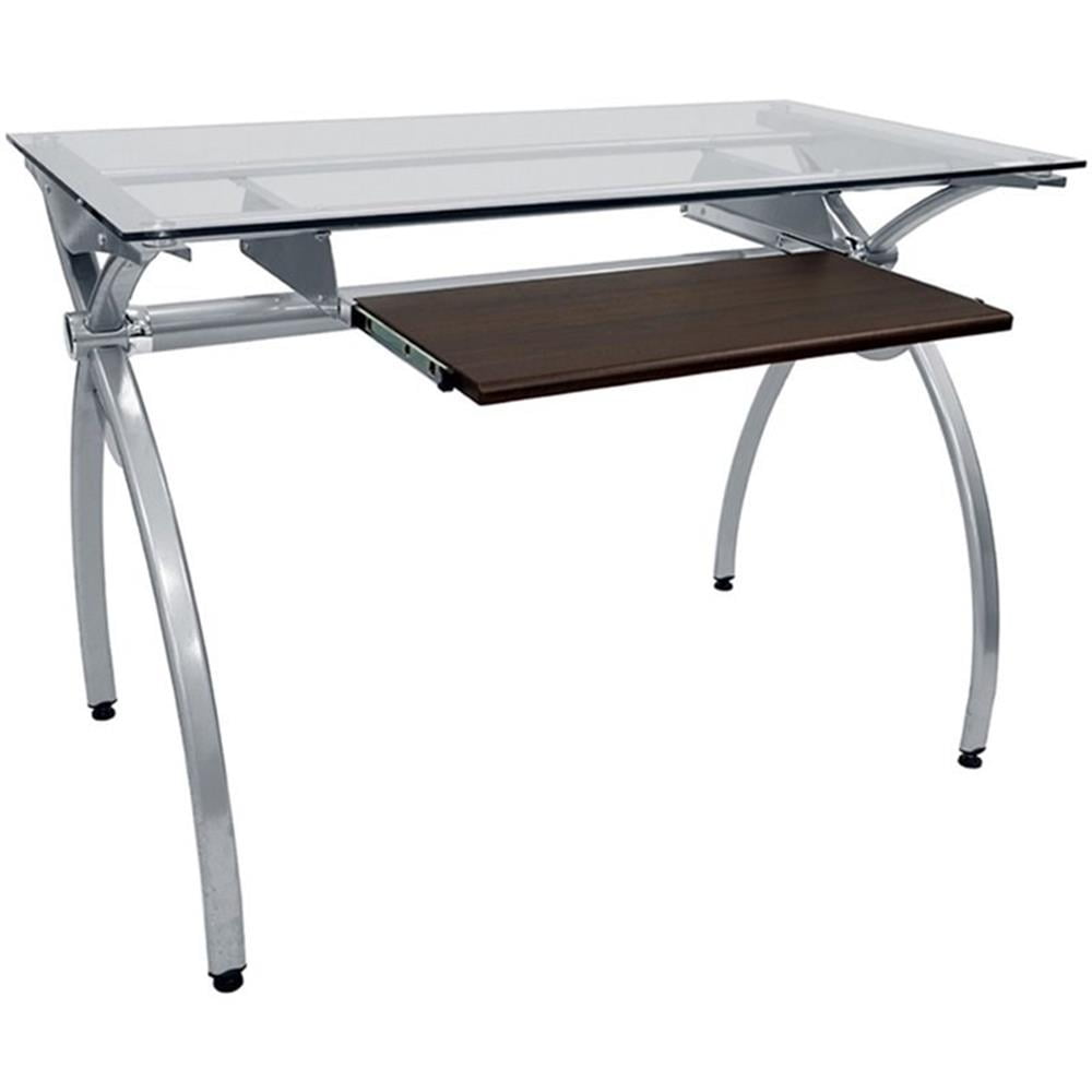 Scranton & Co Contemporary Glass Computer Desk in Clear/Silver ...