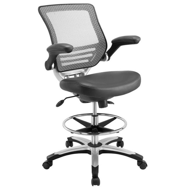 Scranton & Co Faux Leather Mesh Drafting Stool in Gray - Walmart.com