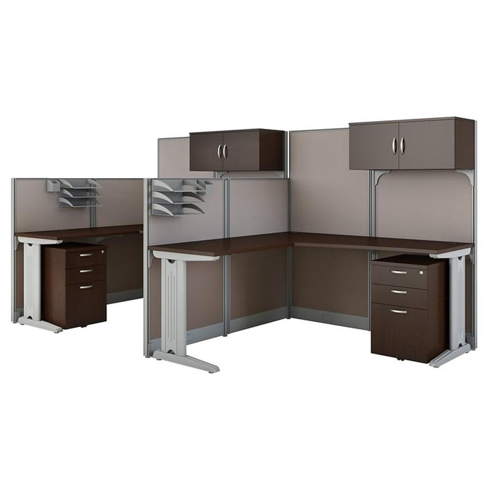 Scranton & Co Furniture 2 Person L Shaped Cubicle in Cherry - Walmart.com