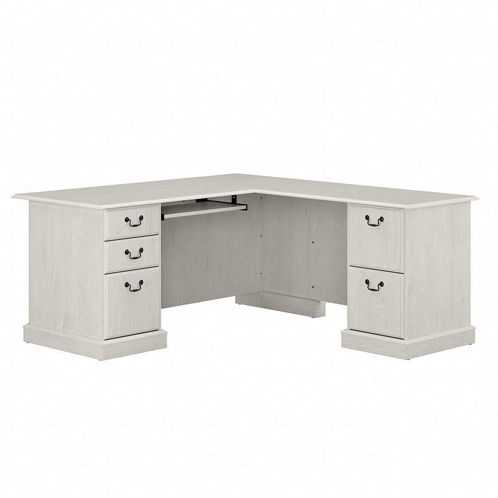 Scranton & Co Furniture Traditional Wood L Shaped Desk with Drawers in ...