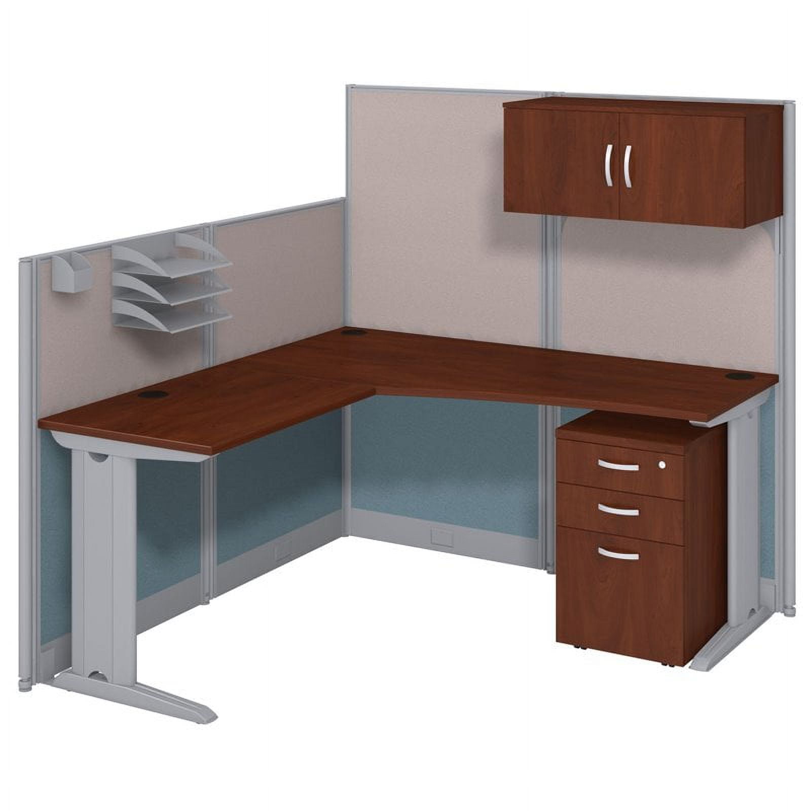 Scranton & Co L Shaped Office Workstation with Storage in Hansen Cherry ...