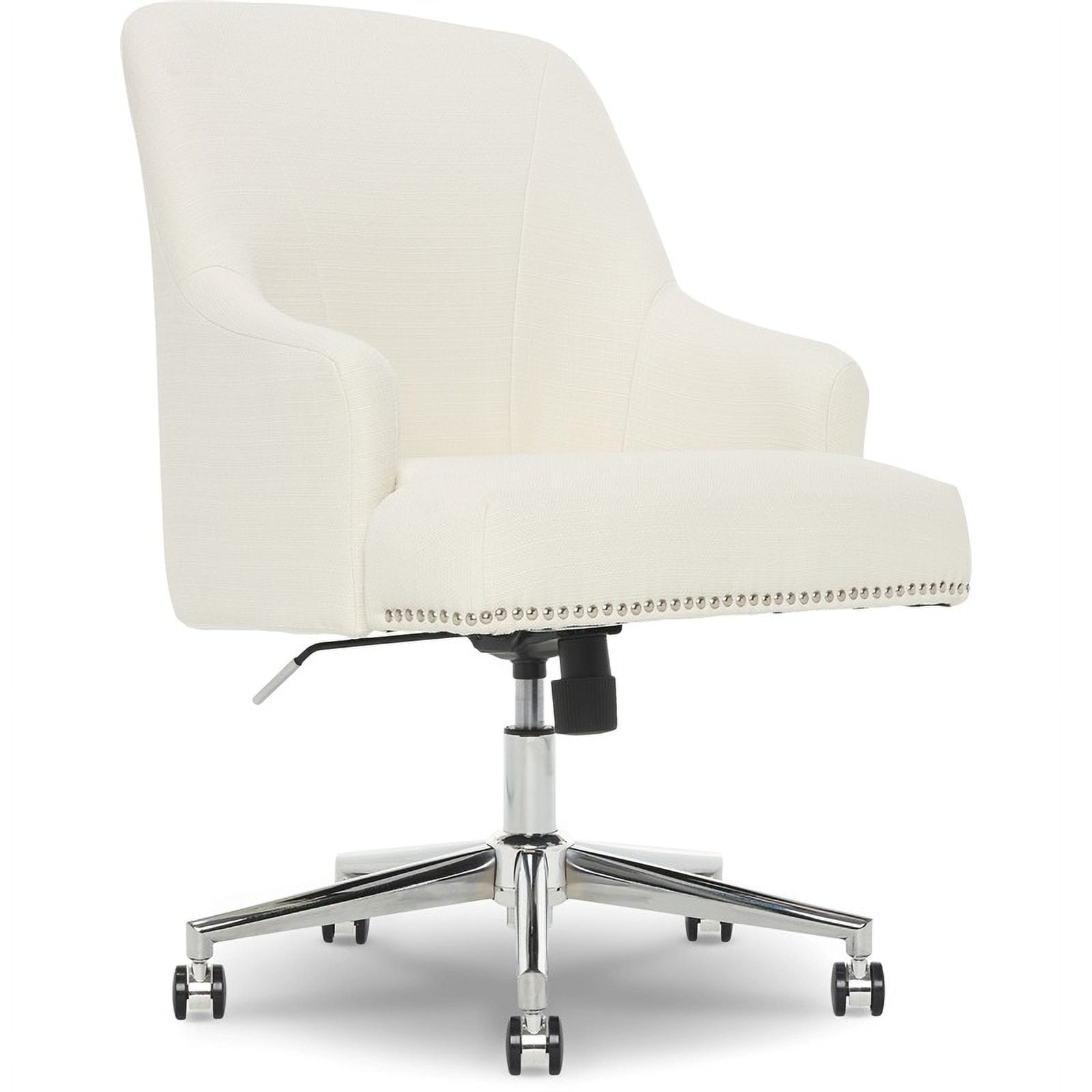Scranton & Co Modern Fabric/Stainless Steel Office Chair in Ivory ...