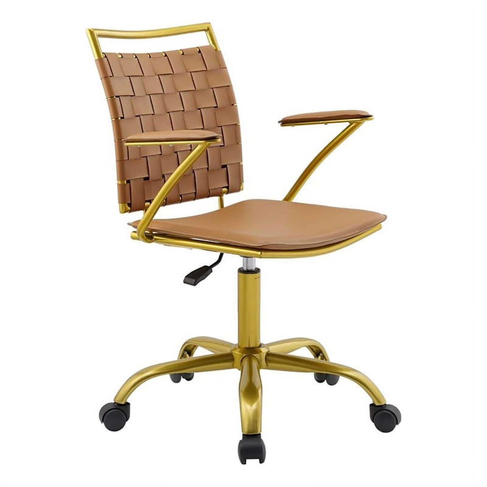 Scranton & Co Modern Faux Leather Webbing Back Swivel Office Chair in ...