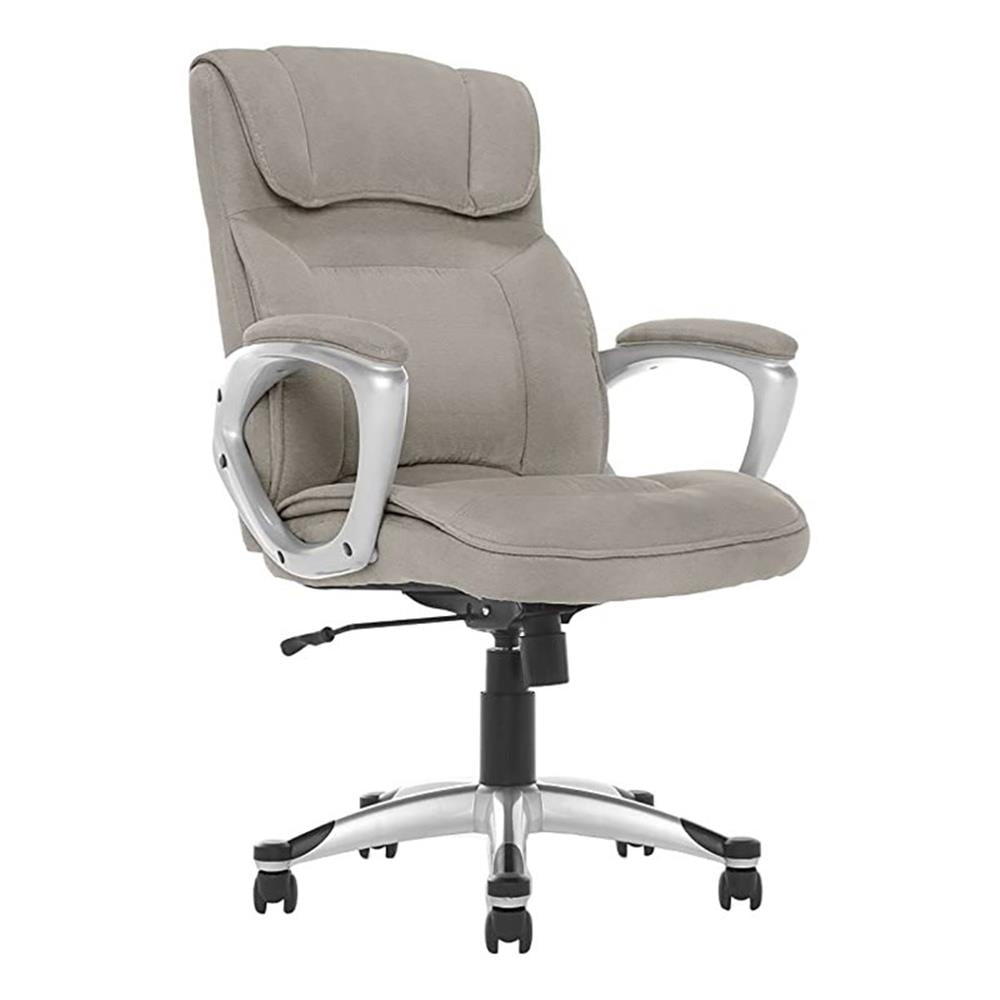 Scranton & Co Transitional Linen Fabric/Metal Office Chair in Glacial ...
