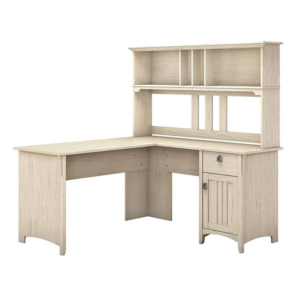 Scranton & Co Wood L Shaped Desk with Hutch in Antique White - Walmart.com