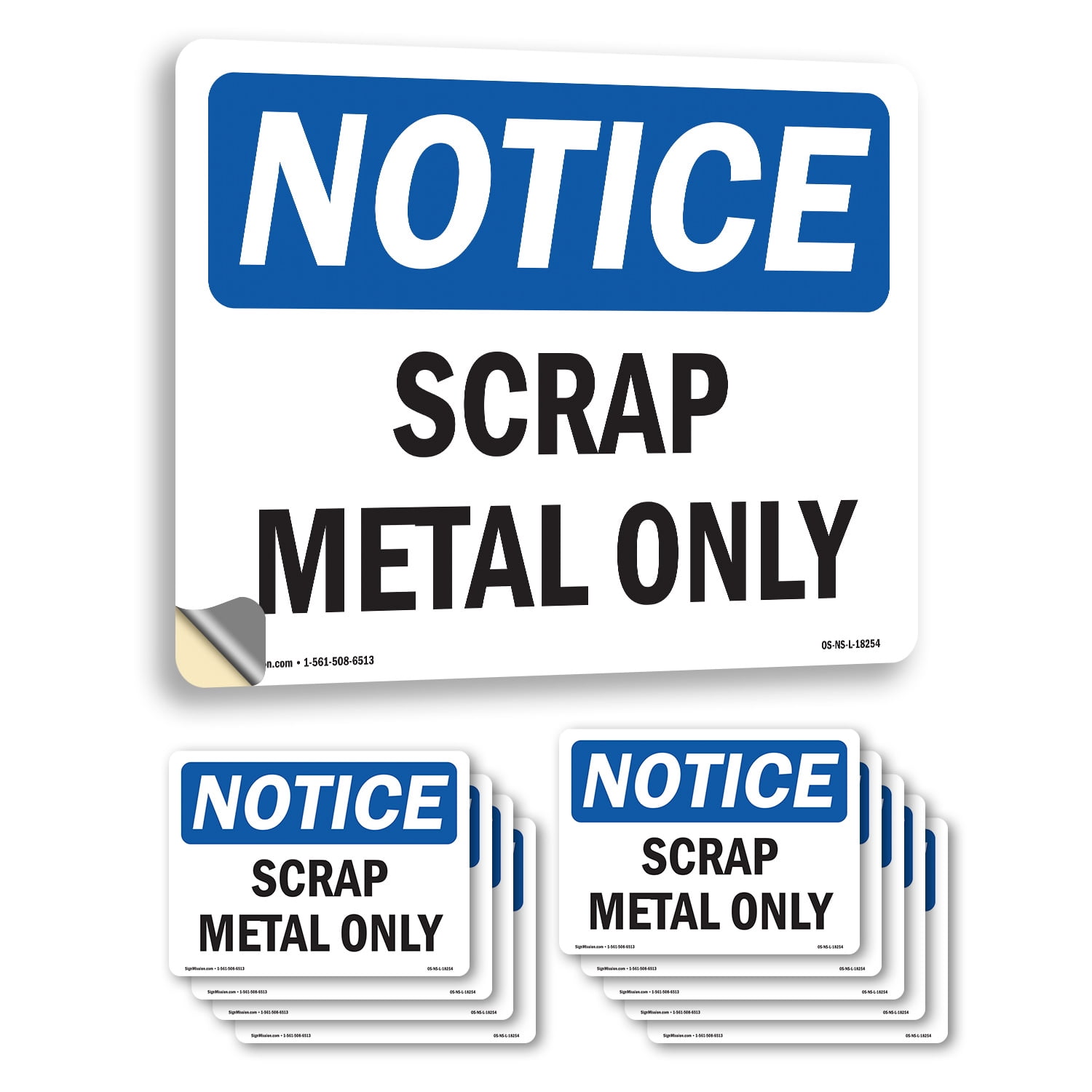 Scrap Metal Only OSHA Notice Vinyl Decal Label 10 Inch x 7 Inch - 10 ...