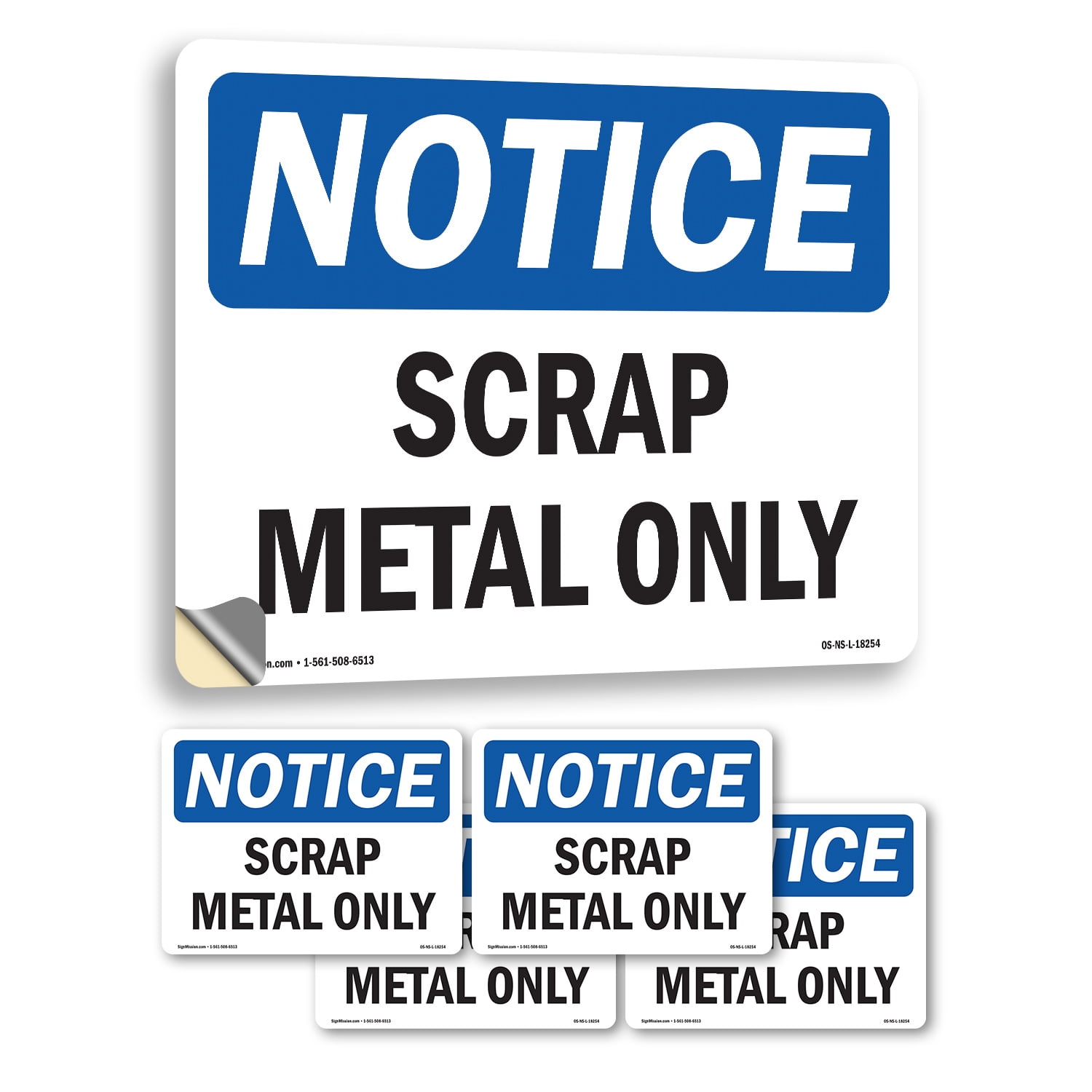 Scrap Metal Only OSHA Notice Vinyl Decal Label 10 Inch x 7 Inch - 5 ...