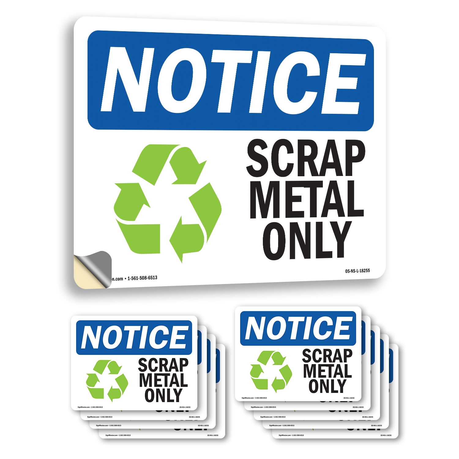 Scrap Metal Only With Symbol OSHA Notice Vinyl Decal Label 18 Inch x 12 ...
