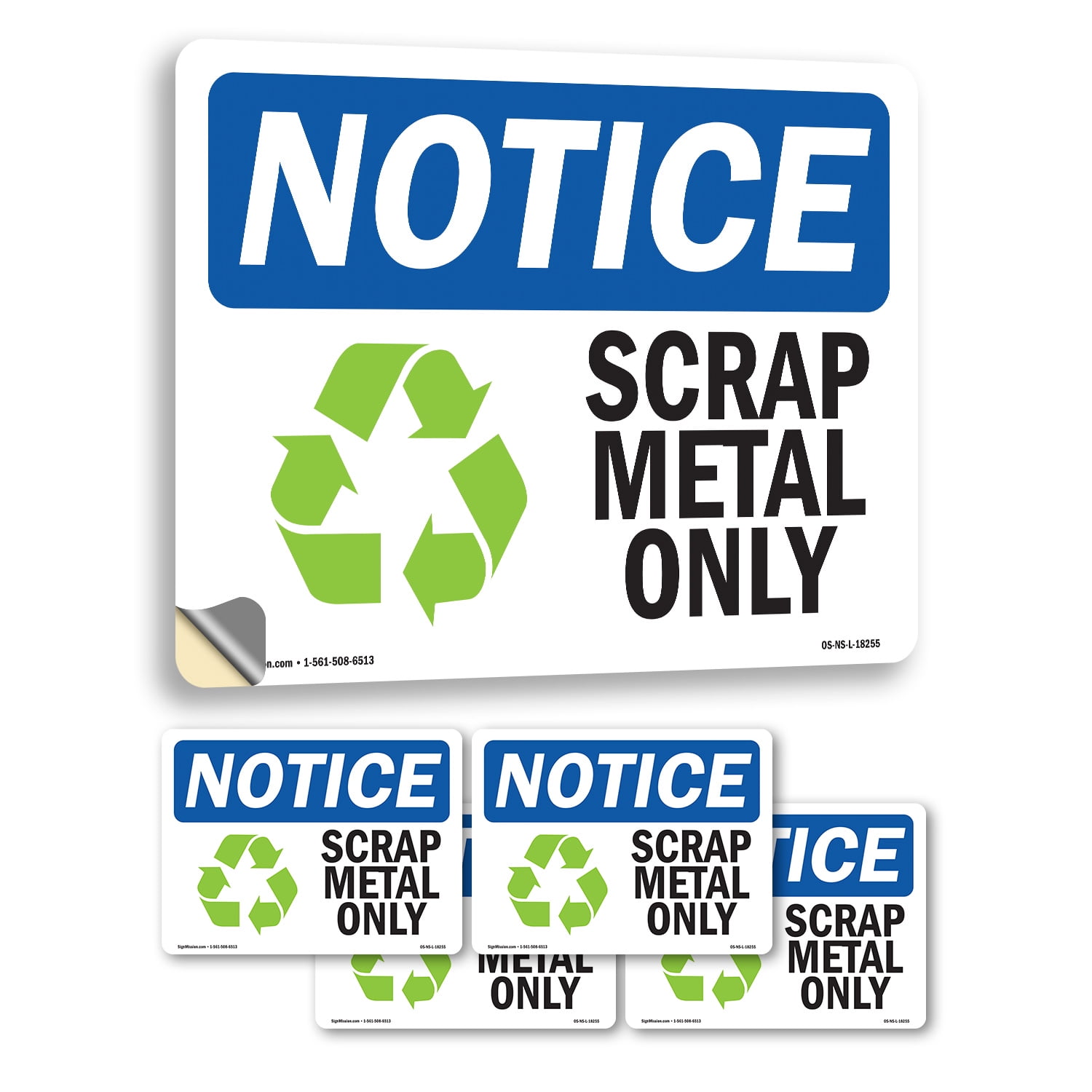 Scrap Metal Only With Symbol OSHA Notice Vinyl Decal Label 18 Inch x 12 ...