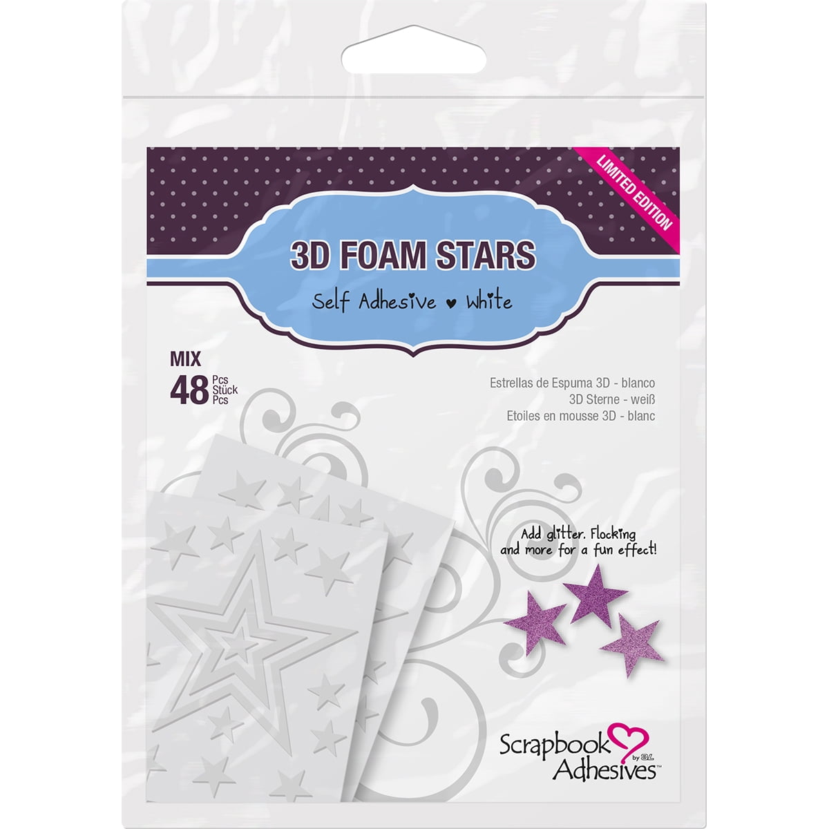 Scrapbook Adhesives 3D Foam Shapes 48Pcs-Stars - Walmart.com