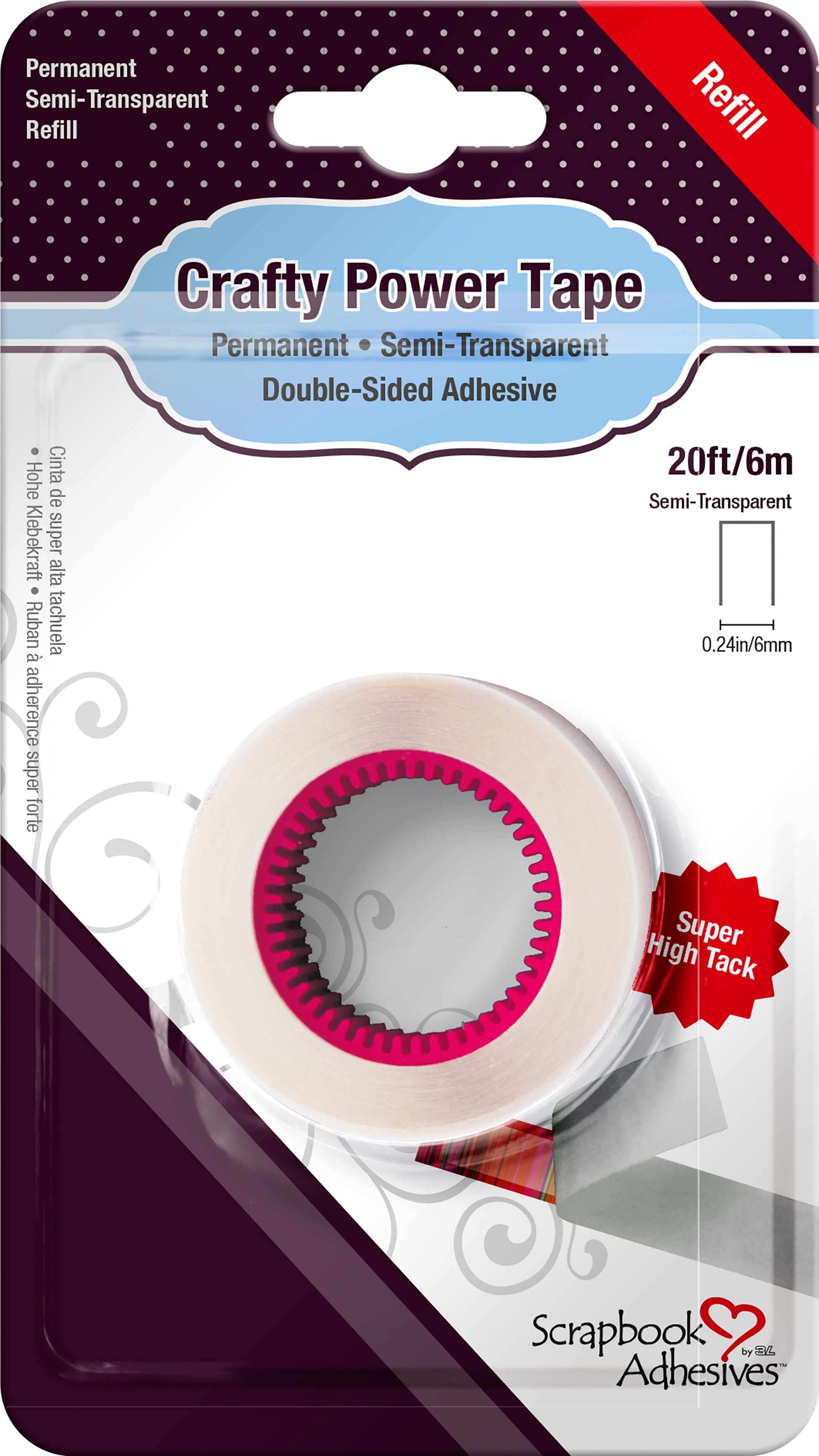 Scrapbook Adhesives Crafty Power Tape Refill-.25"X20' For 01637 ...
