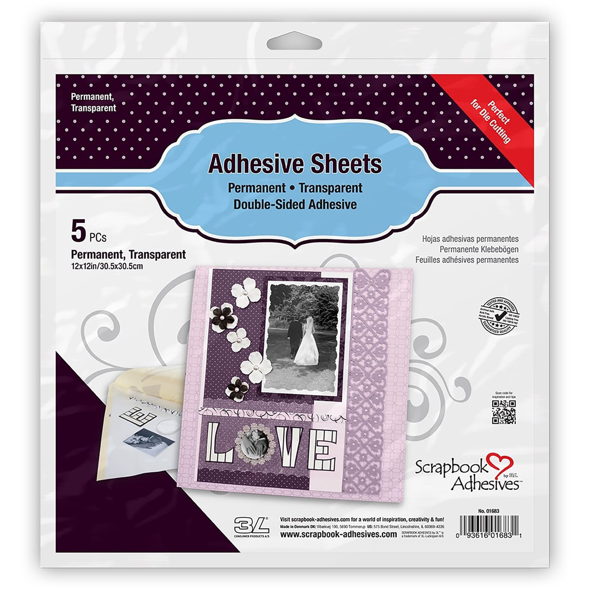 Scrapbook Adhesives by 3L: Adhesive Sheets 5 Pack - 12x12" Permanent ...
