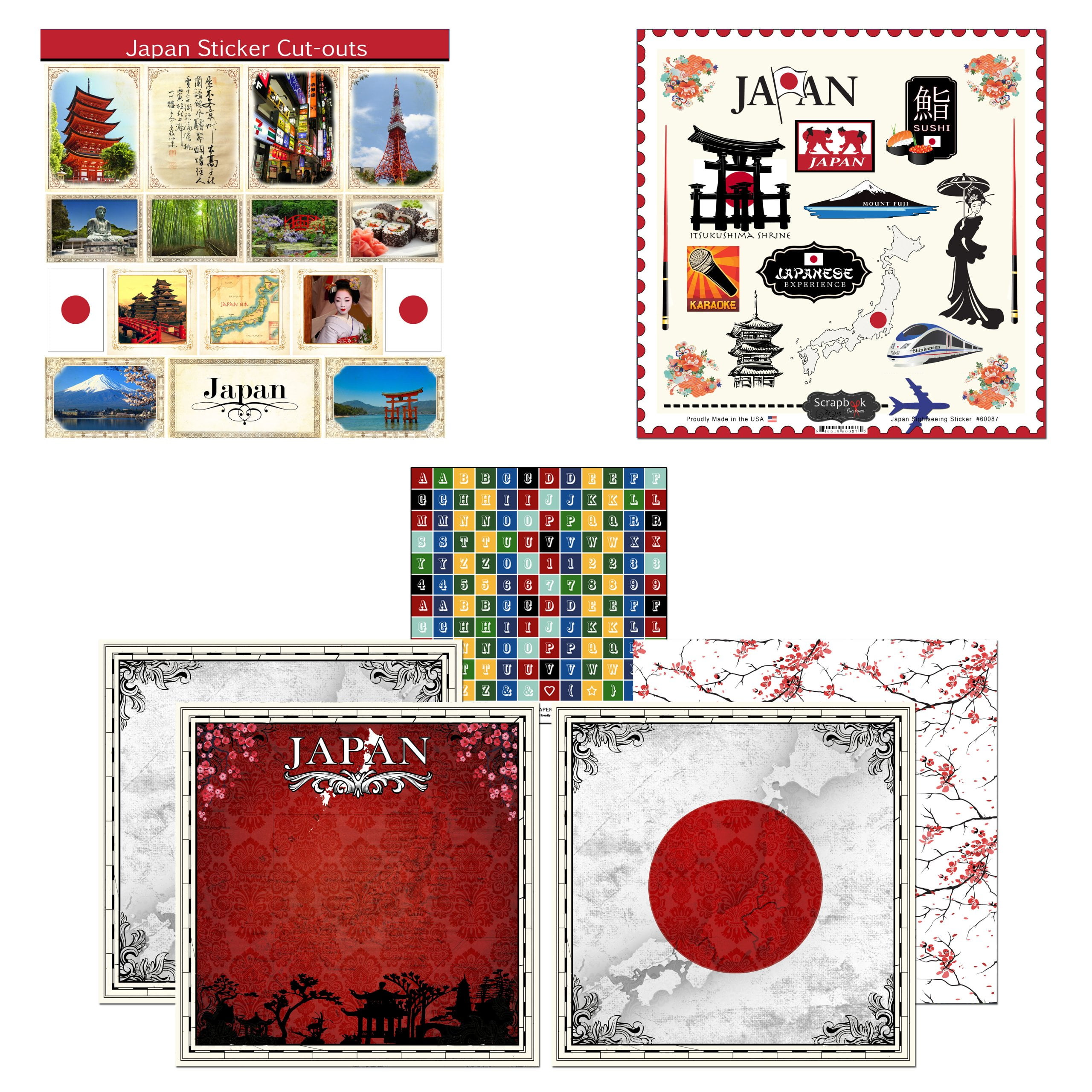 Scrapbook Customs 17512 Themed Paper and Stickers Scrapbook Kit, Japan ...
