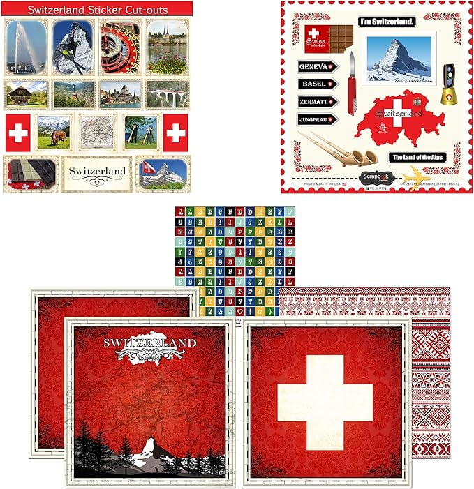 Scrapbook Customs Themed Paper and Stickers Scrapbook Kit, Switzerland ...