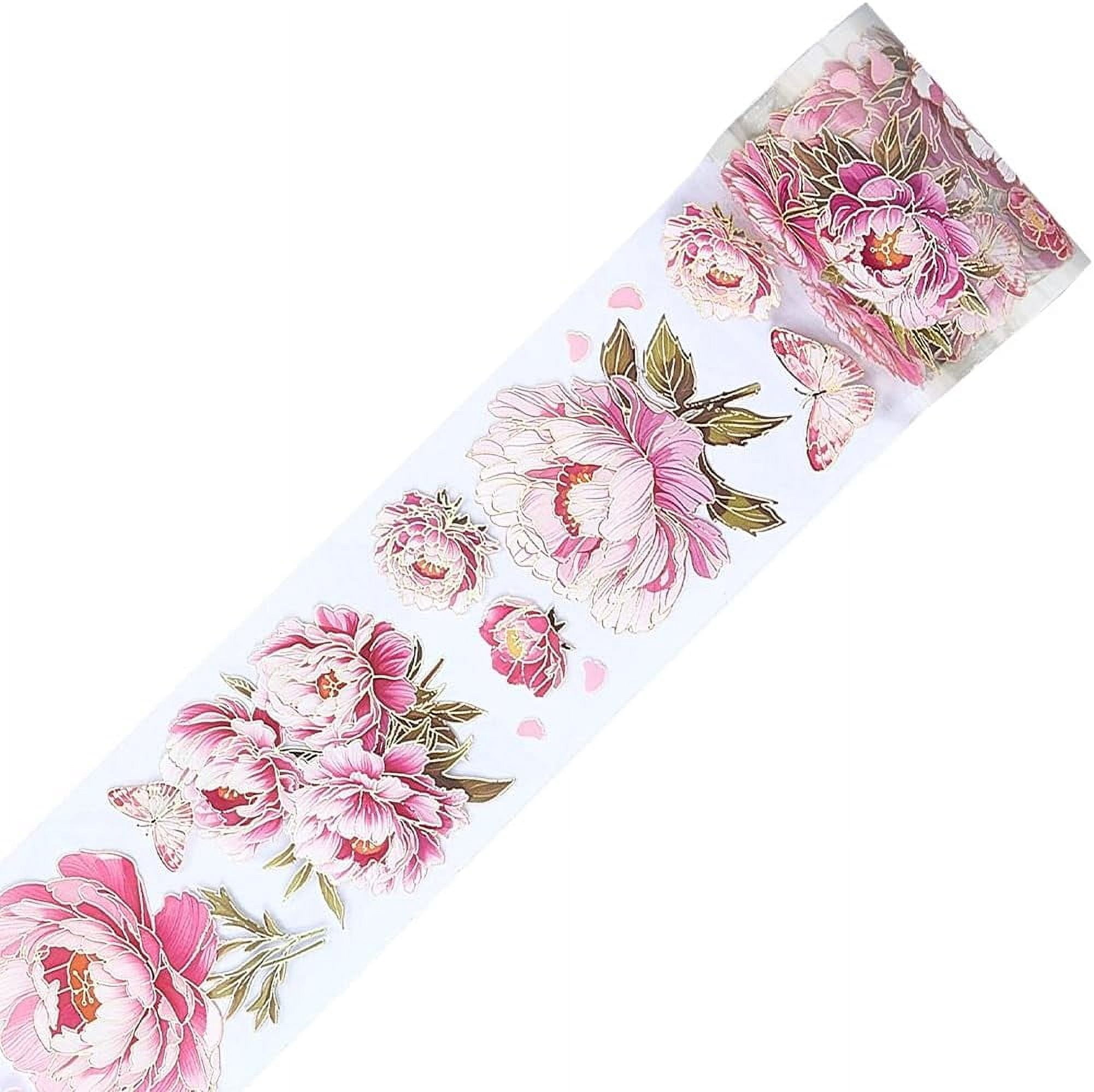 Scrapbook Flower Tape 2m Long Pink Floral Junk Journal Tapes Pink Rose ...