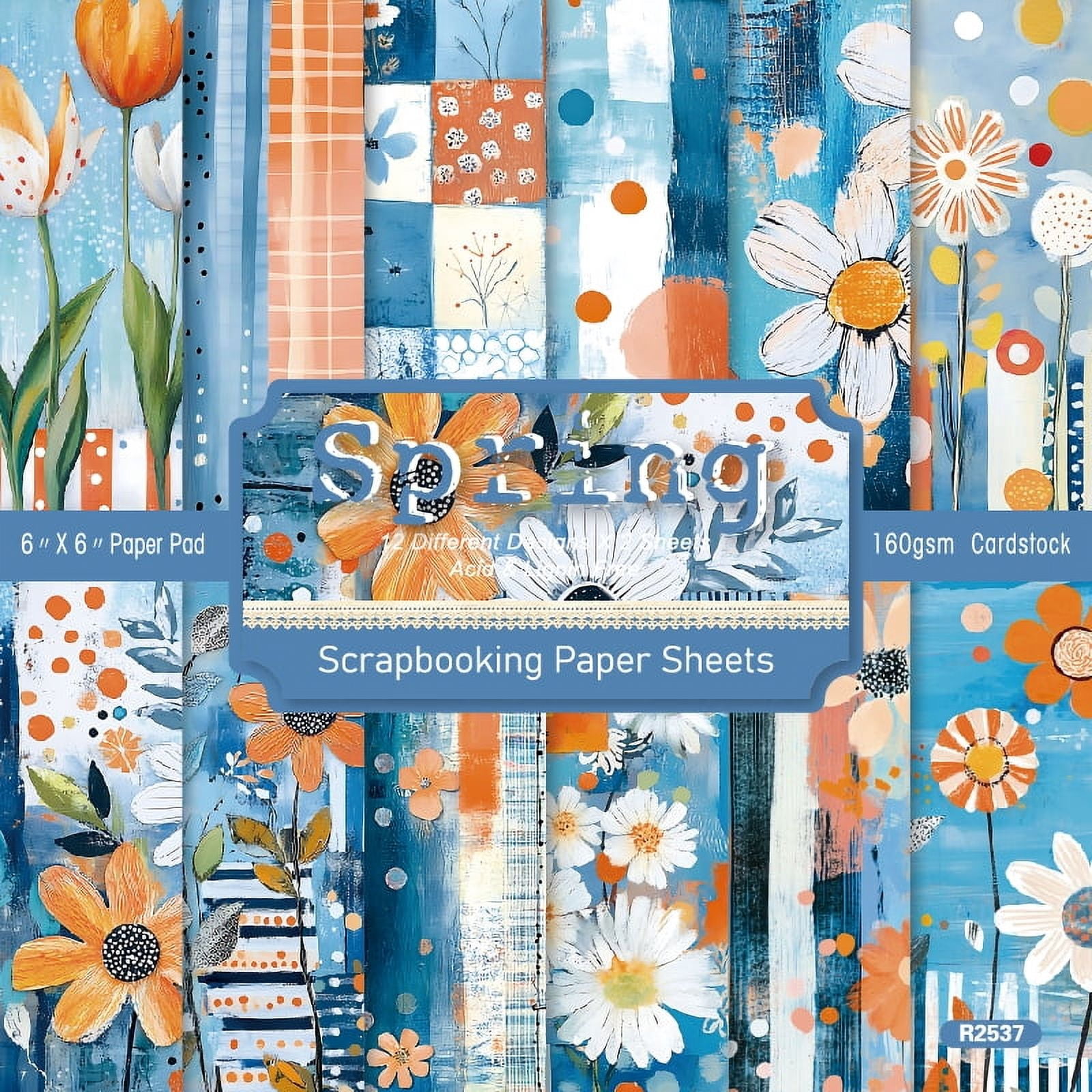Scrapbook Paper, 24 Sheets 6 x 6 Inch Colored Decoupage Paper ...