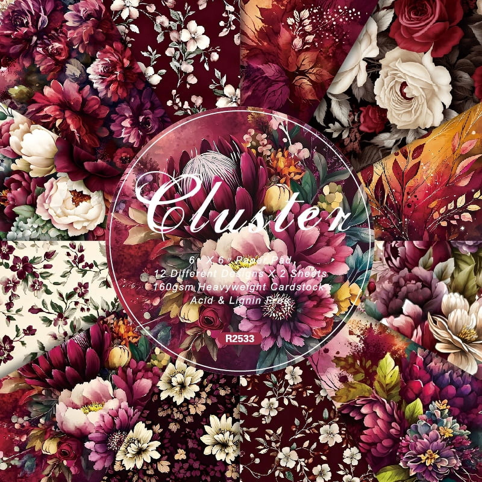Scrapbook Paper, 24 Sheets 6 x 6 Inch Colored Decoupage Paper ...