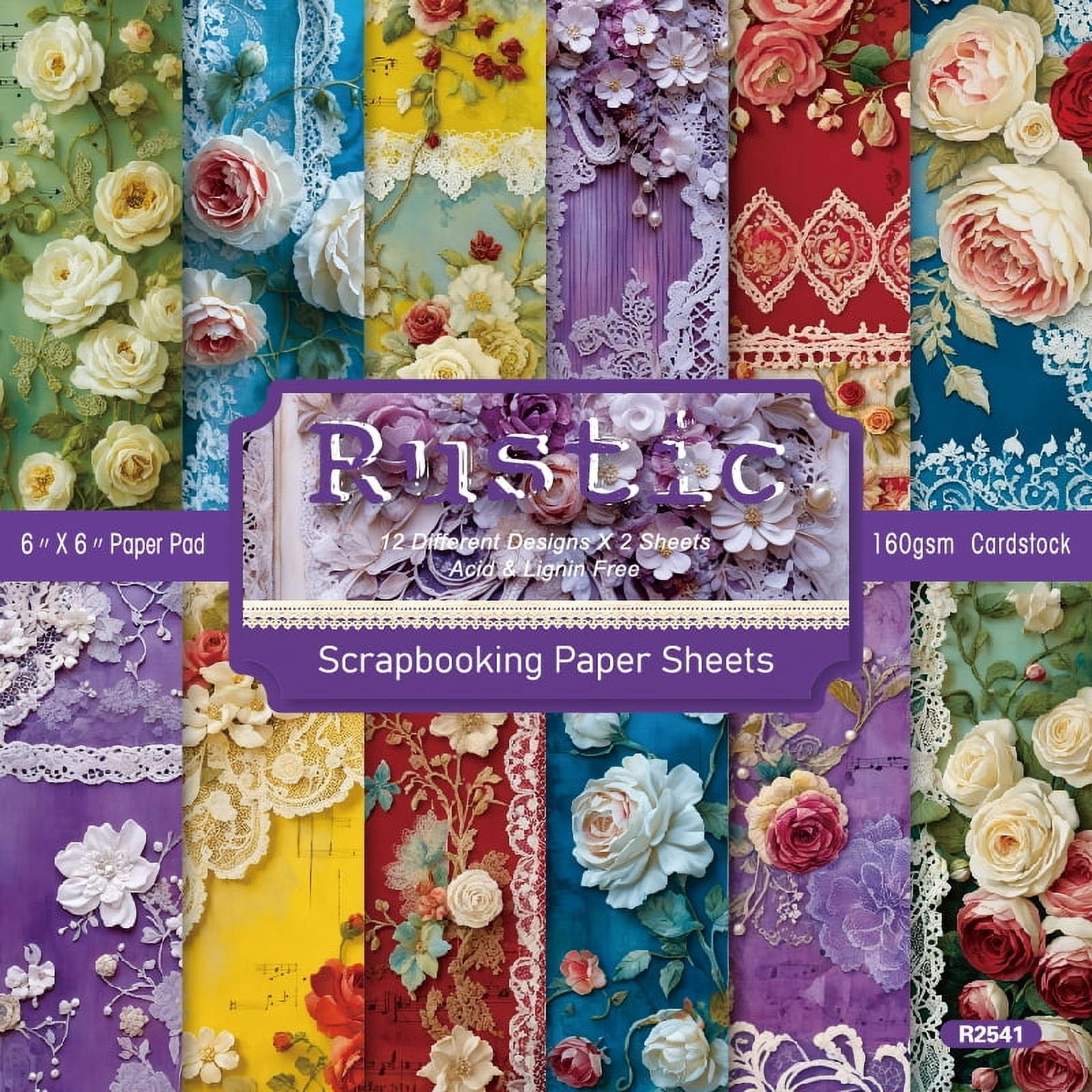 Scrapbook Paper, 24 Sheets 6 x 6 Inch Colored Decoupage Paper ...
