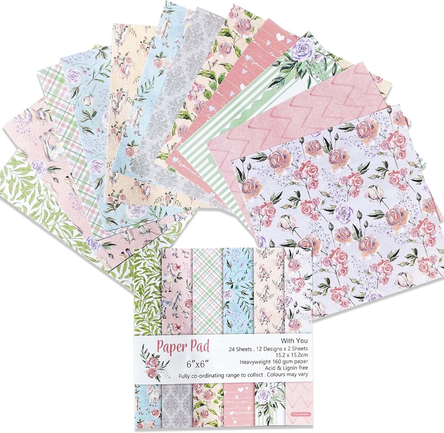 Scrapbook Paper,Craft Scrapbooking Paper Pad,6x6in 24 Sheets Single ...