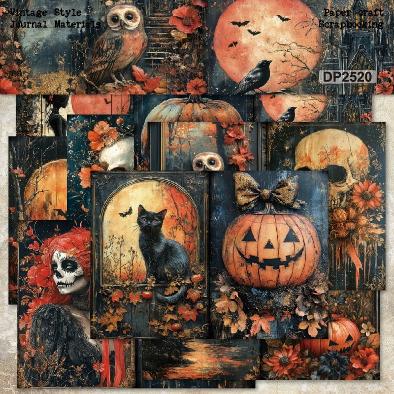 Scrapbook Paper, Halloween Pattern 6" x 8" A5 Size 8 Sheets Single Side ...