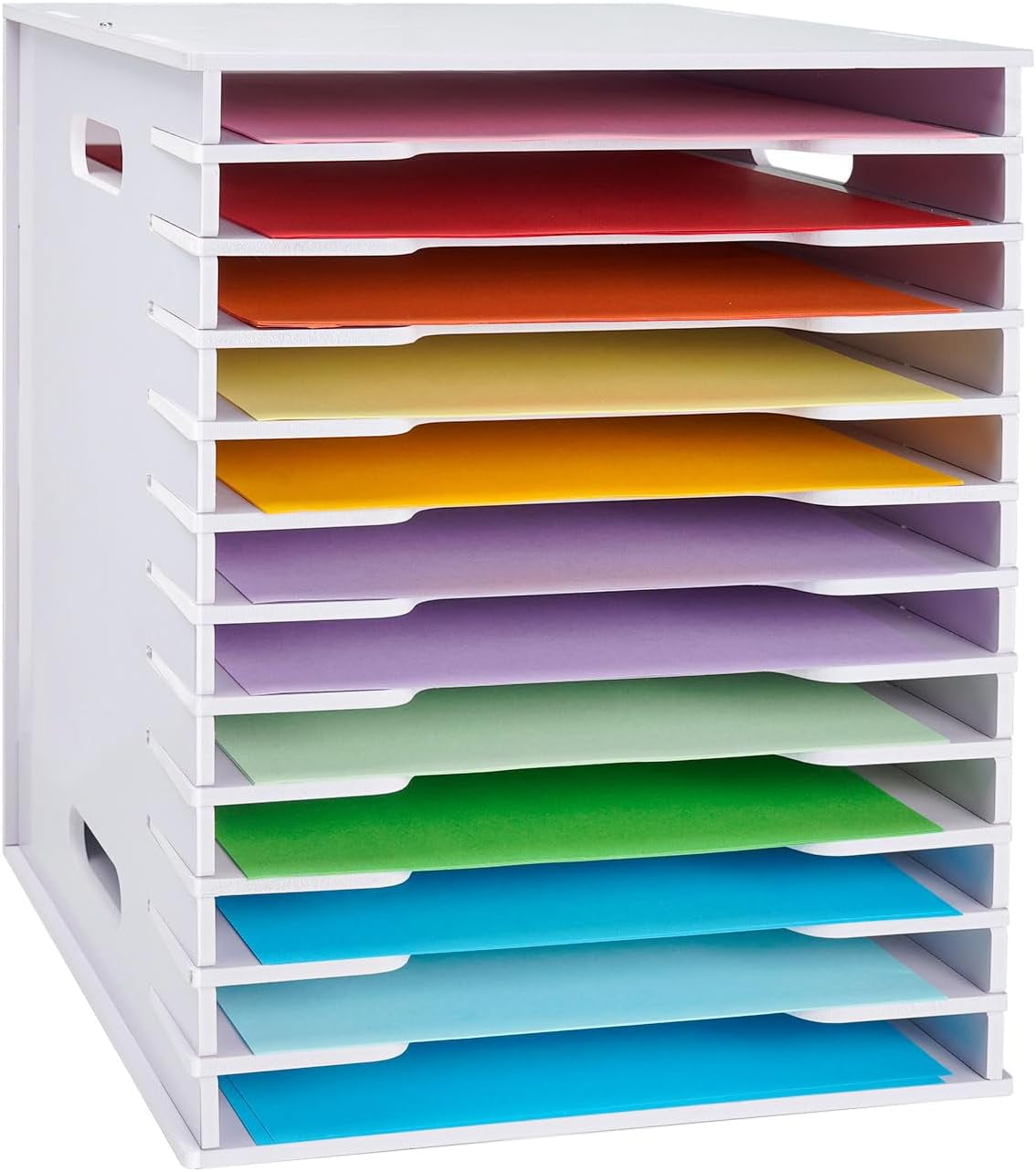 Scrapbook Paper Organizer for Sizes 8.5" x 11", 12 Tier White Cardstock ...