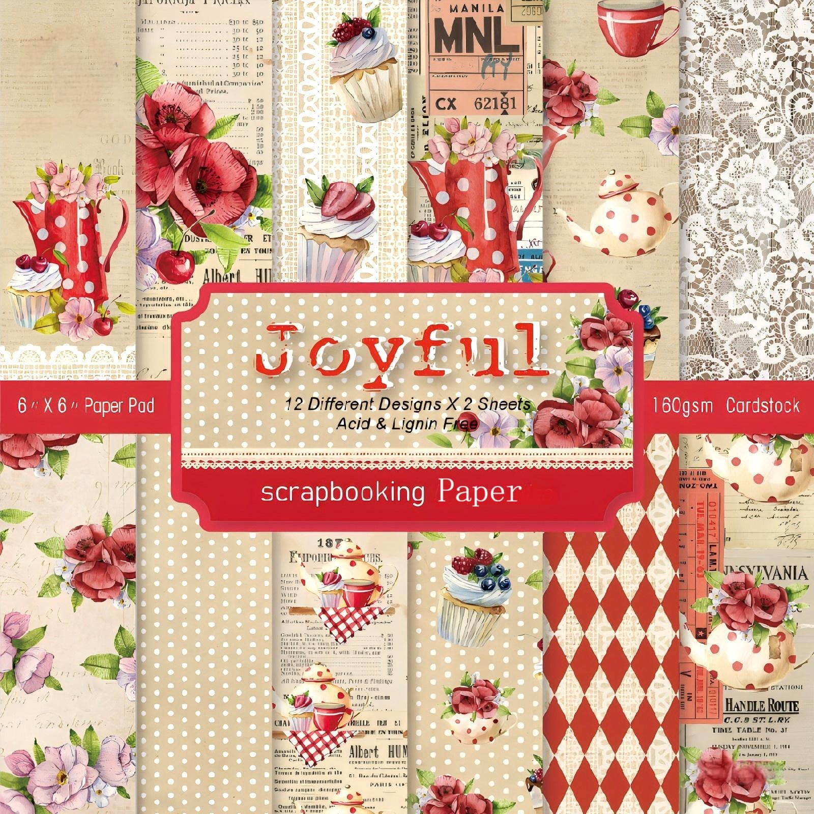 Scrapbook Paper Pad, 24 Sheets 6x6 Inch Single-Sided Card Making ...