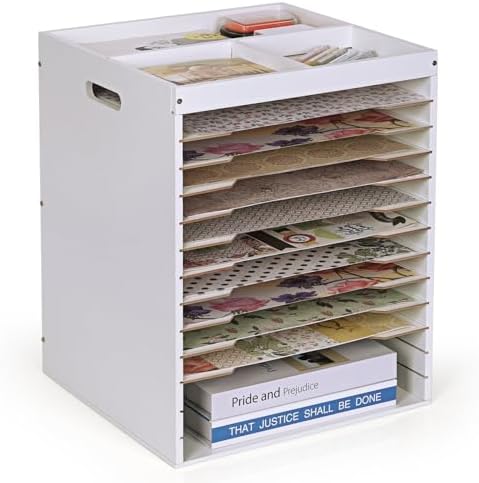 Scrapbook Paper Storage 12-Tier Wood Paper Organizer Storage with ...