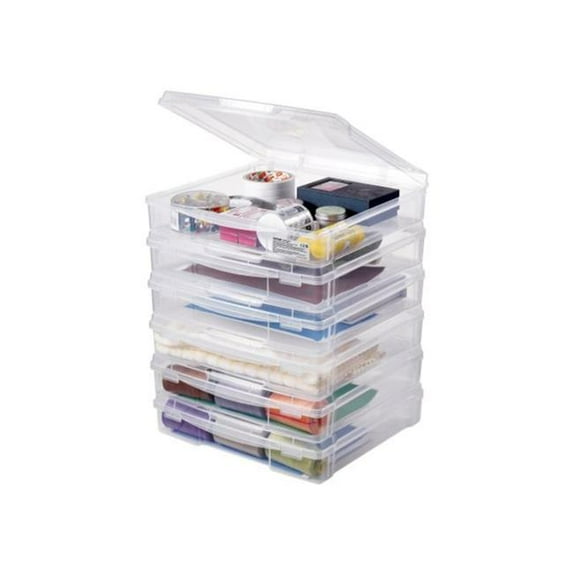 Scrapbook Paper Storage 6 Pack Stackable Plastic Board Game Boxes Clear ...