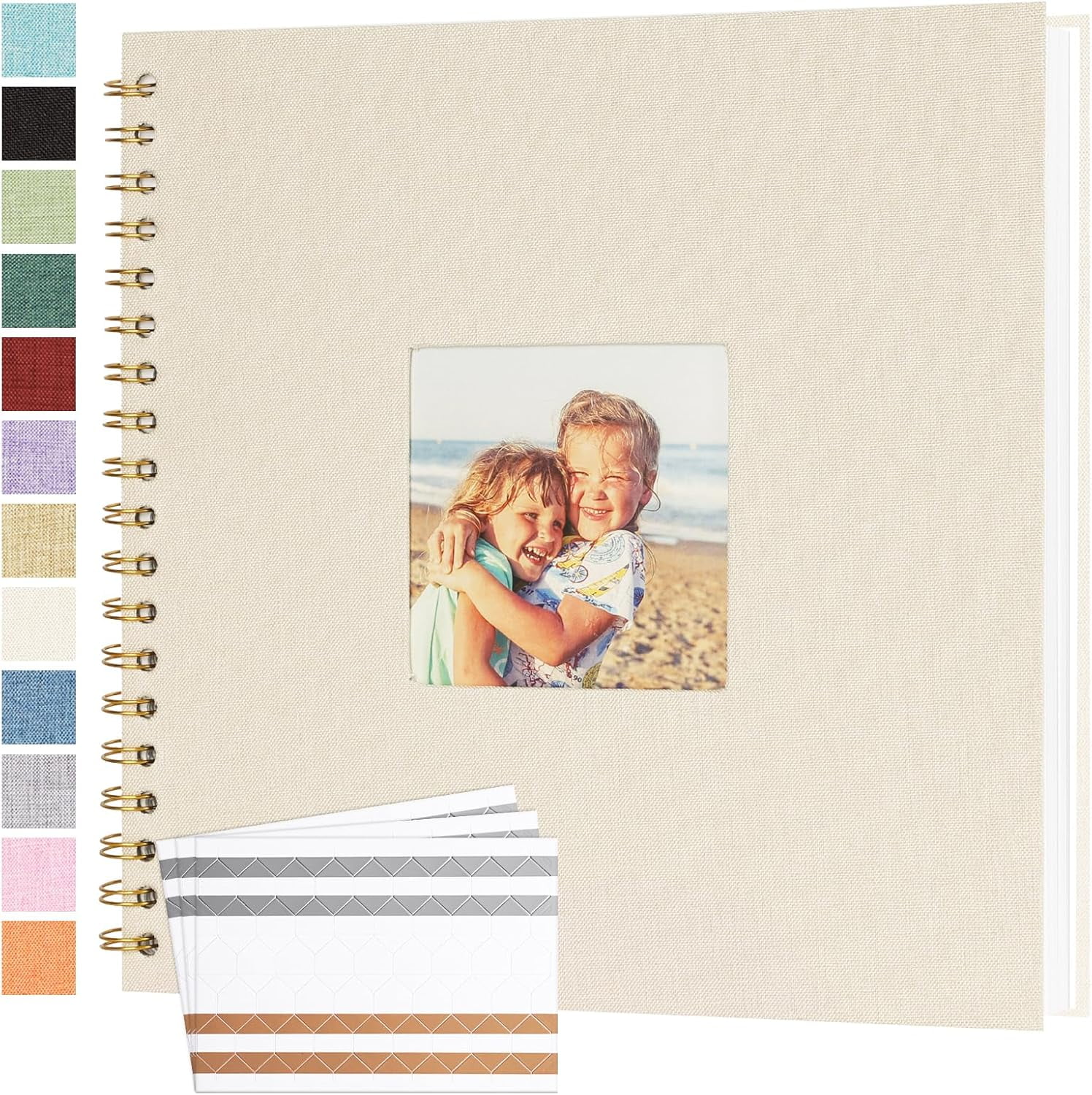 Scrapbook Photo Album 10x10 Inches 40 Pages Hardcover Kraft Paper Linen ...