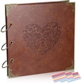 Scrapbook Photo Album, 50 Pages (10x10") DIY Leather Photo Album, Heart ...
