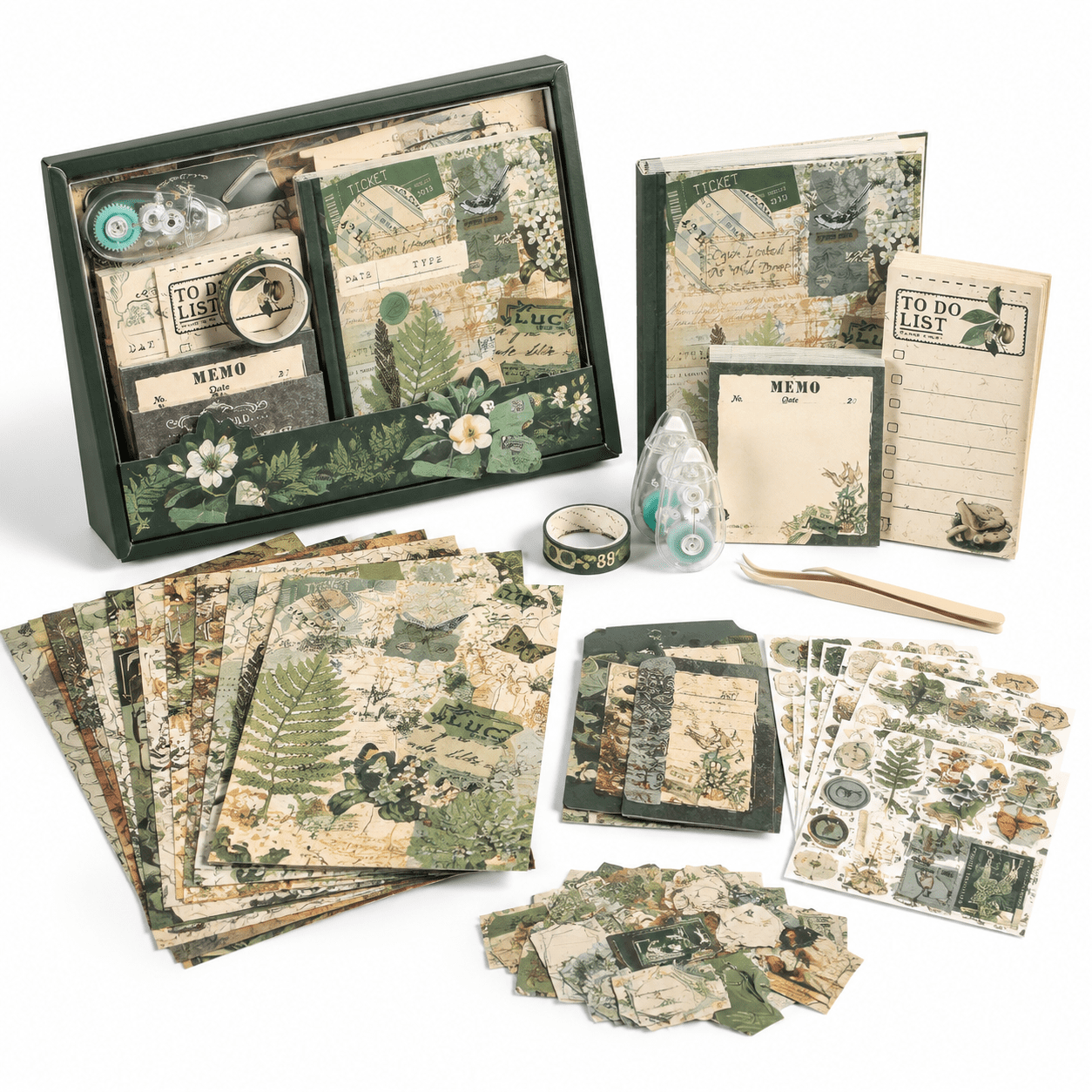 Scrapbook Photo Album Supplies Kit With Tweezers And Glue Tape Green ...