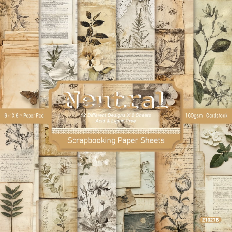 Scrapbooking Cardstock Decorative Paper, 24 Sheets 6 x 6 Inch Single ...