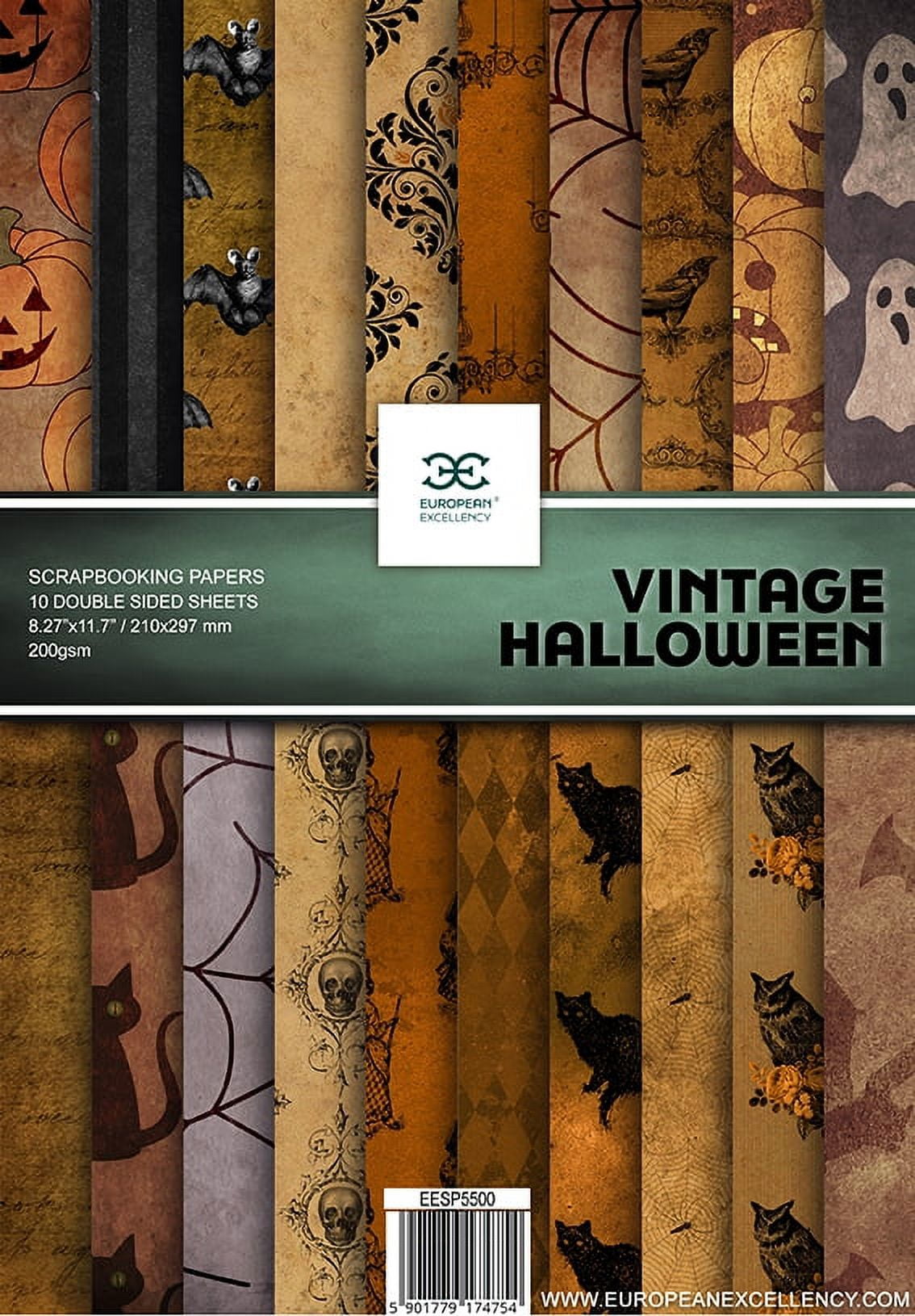 Scrapbooking Paper VINTAGE HALLOWEEN 10 Double Sided Sheets 8.25 x 11. ...