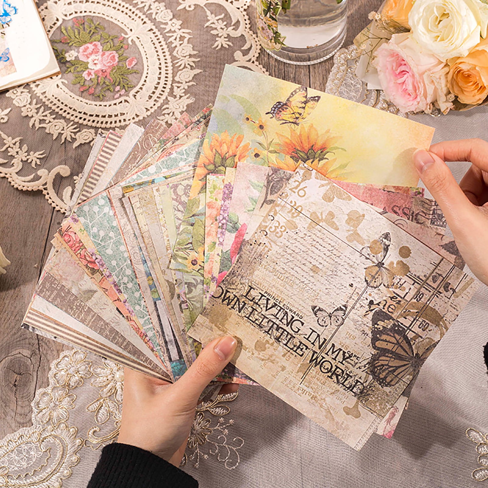 Scrapbooking Paper Vintage Style Ornamental Pattern Letters Printing ...