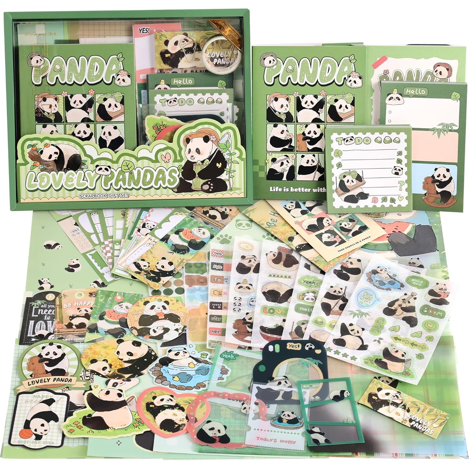 Scrapbooking Supplies Kit Panda Green Plant Aesthetic Scrapbook Kit for ...