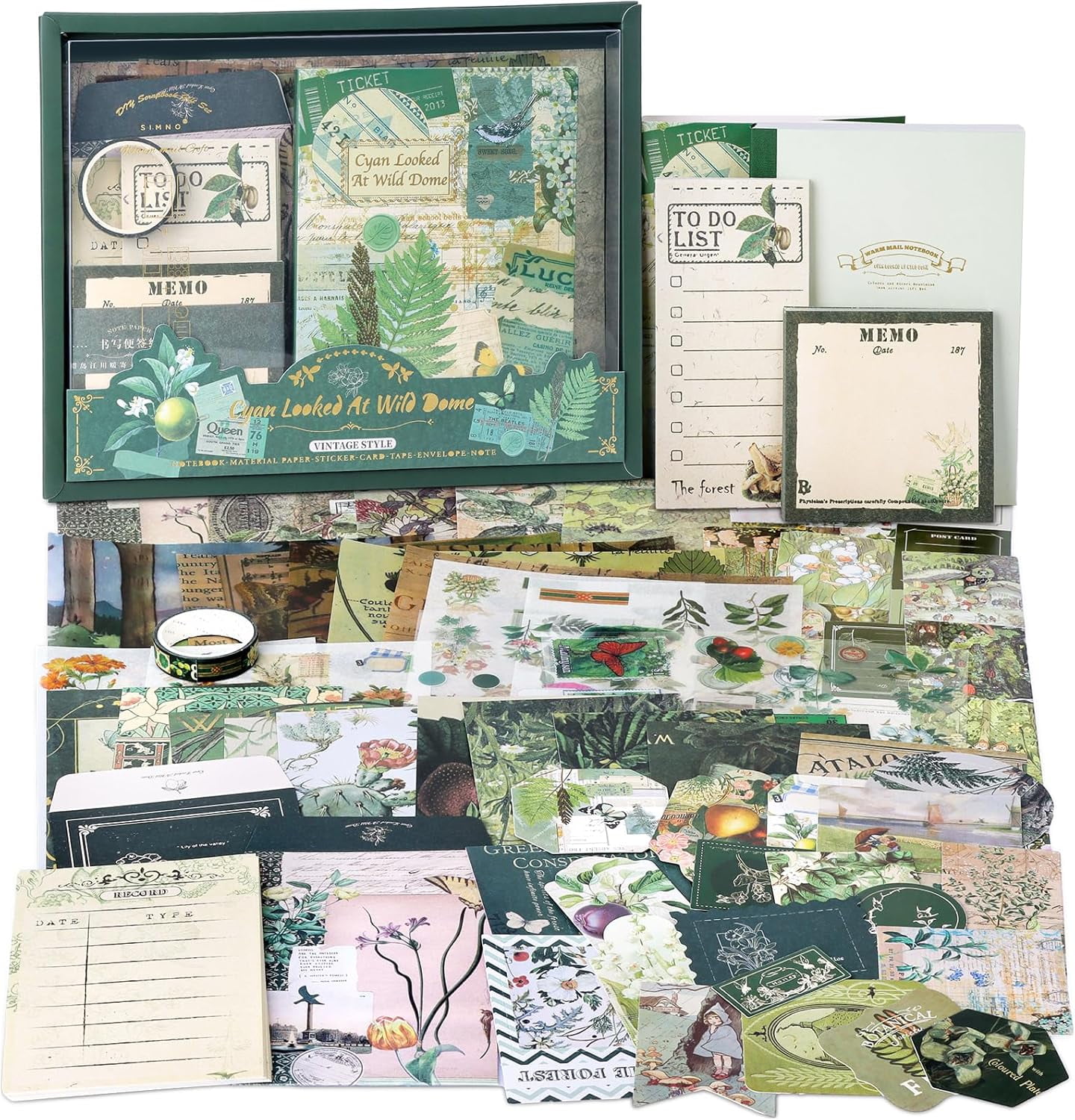 Scrapbooking Supplies Kit,Vintage Botanical Aesthetic Scrapbook Kit for ...