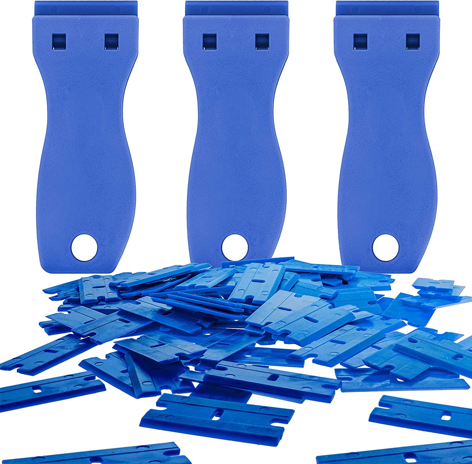 Scraper Set with 100 Piece Double Edge Plastic Razor Blades and (3 ...