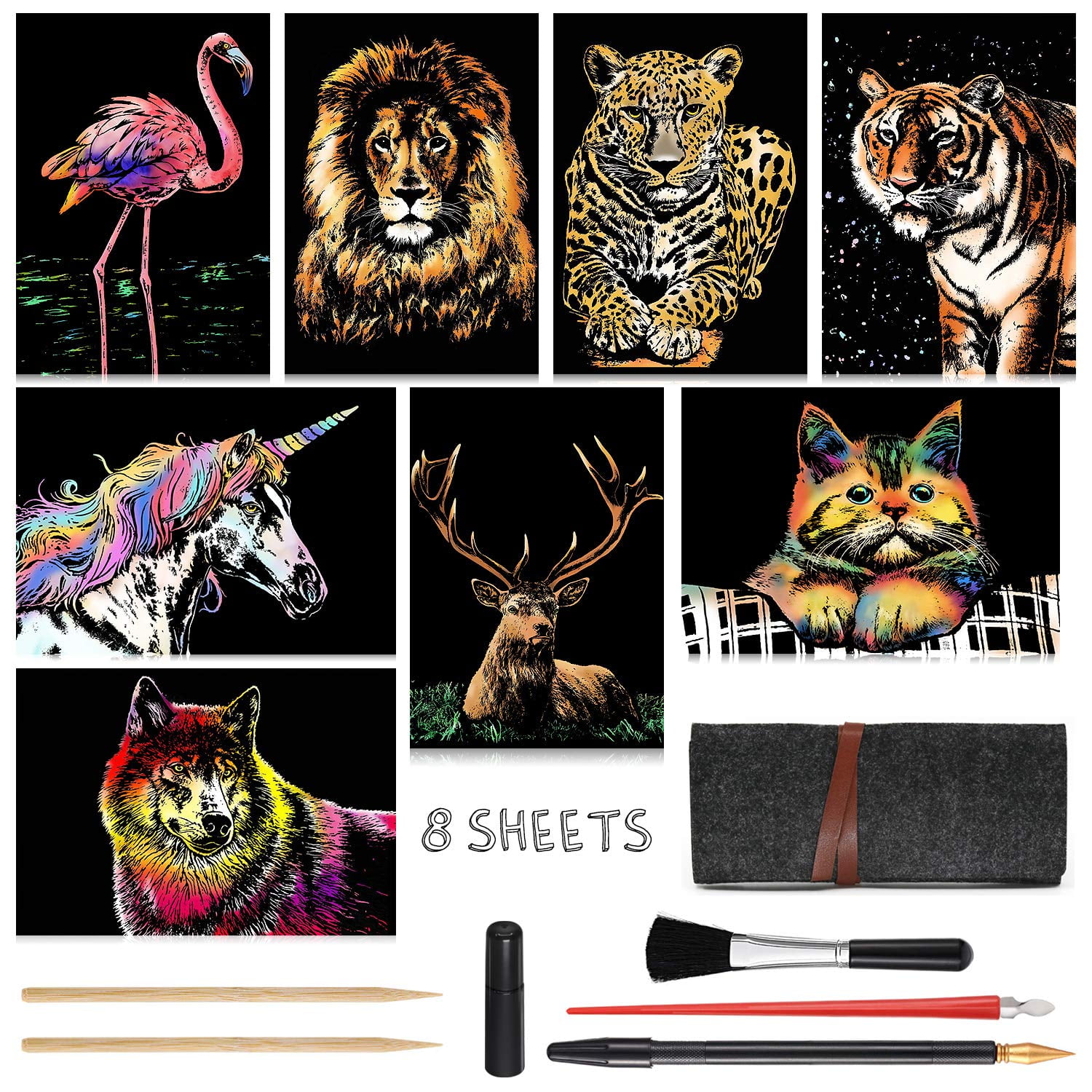 Scratch Art for Kids OIF8 & Adults, Rainbow Painting Scratchboard(A4 ...