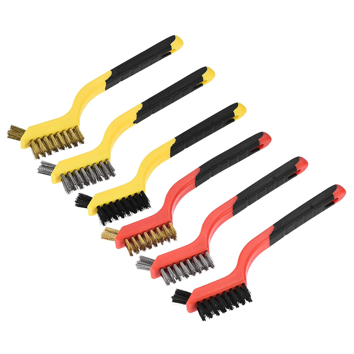 Scratch Brushes Stainless Steel & Brass & Nylon Wire Brush Set Curved ...