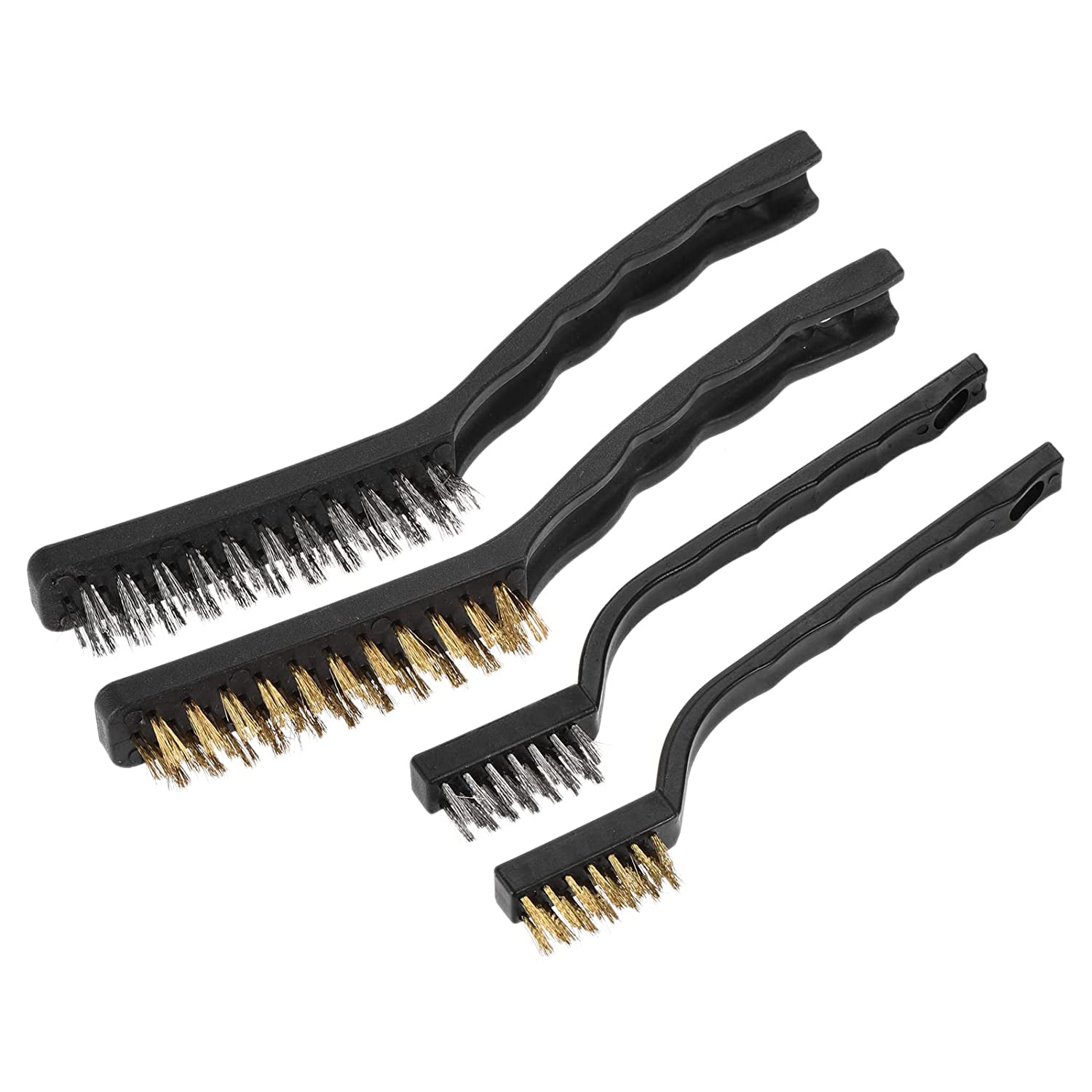 Scratch Brushes Stainless Steel & Brass Wire Brush Set Curved Handle ...