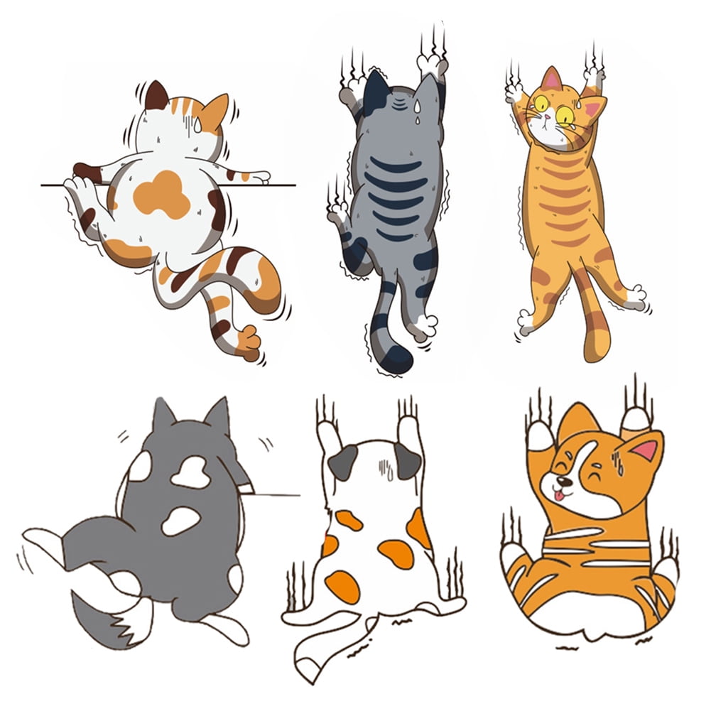 Scratch Cat PVC Car Stickers Three Cats/Dogs Scratch Cover Funny Bumper ...