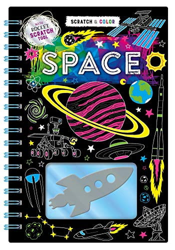 Pre-Owned Scratch & Color Space: Scratch Art & Coloring Book (Spiral ...