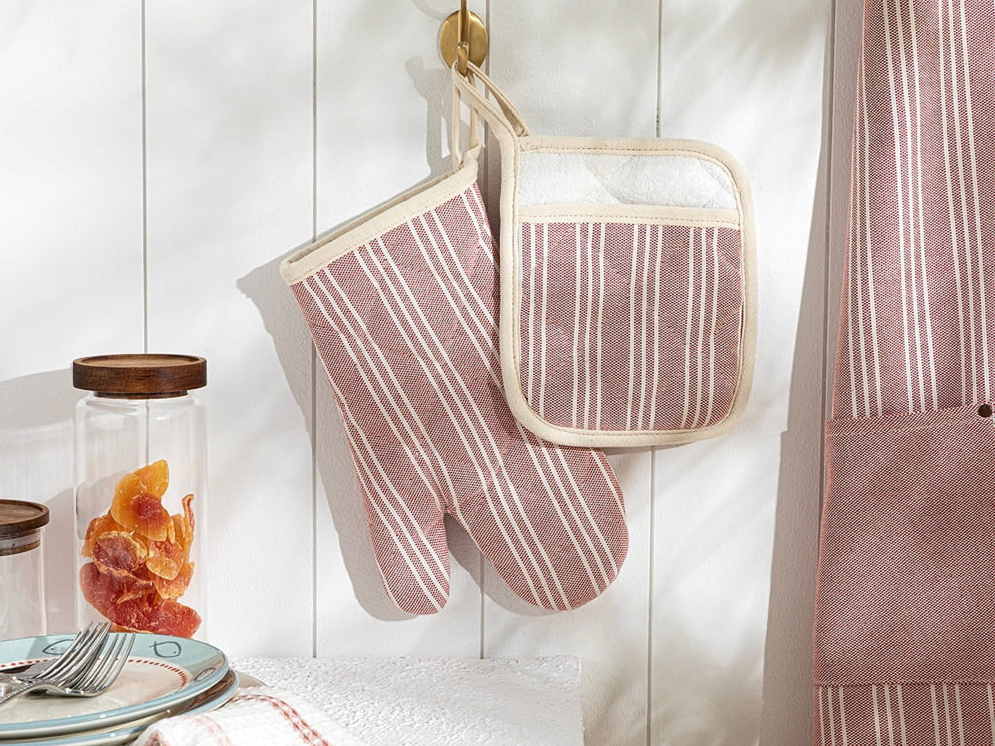 Scratch Line Cotton 2 Piece Kitchen Set 19x28cm+20x15 cm Red - Walmart.com