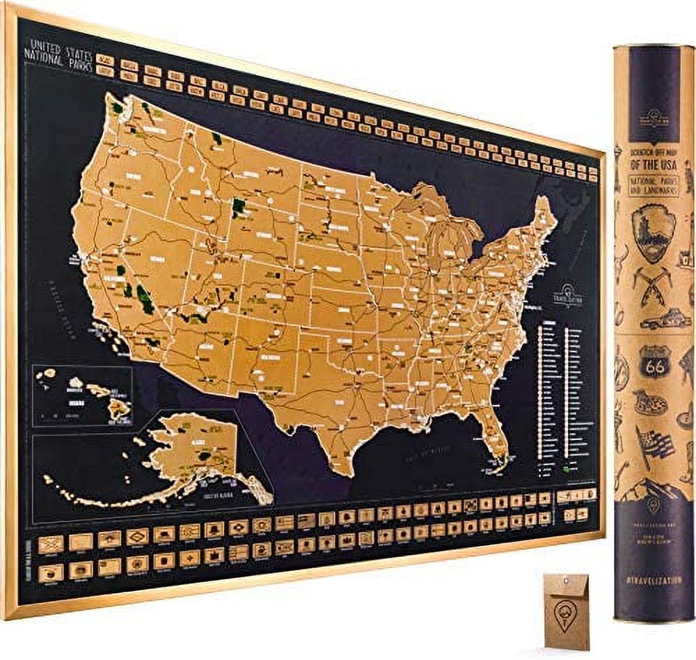 Scratch Off Map of United States 36" x 24" Frameable USA Scratch Map ...