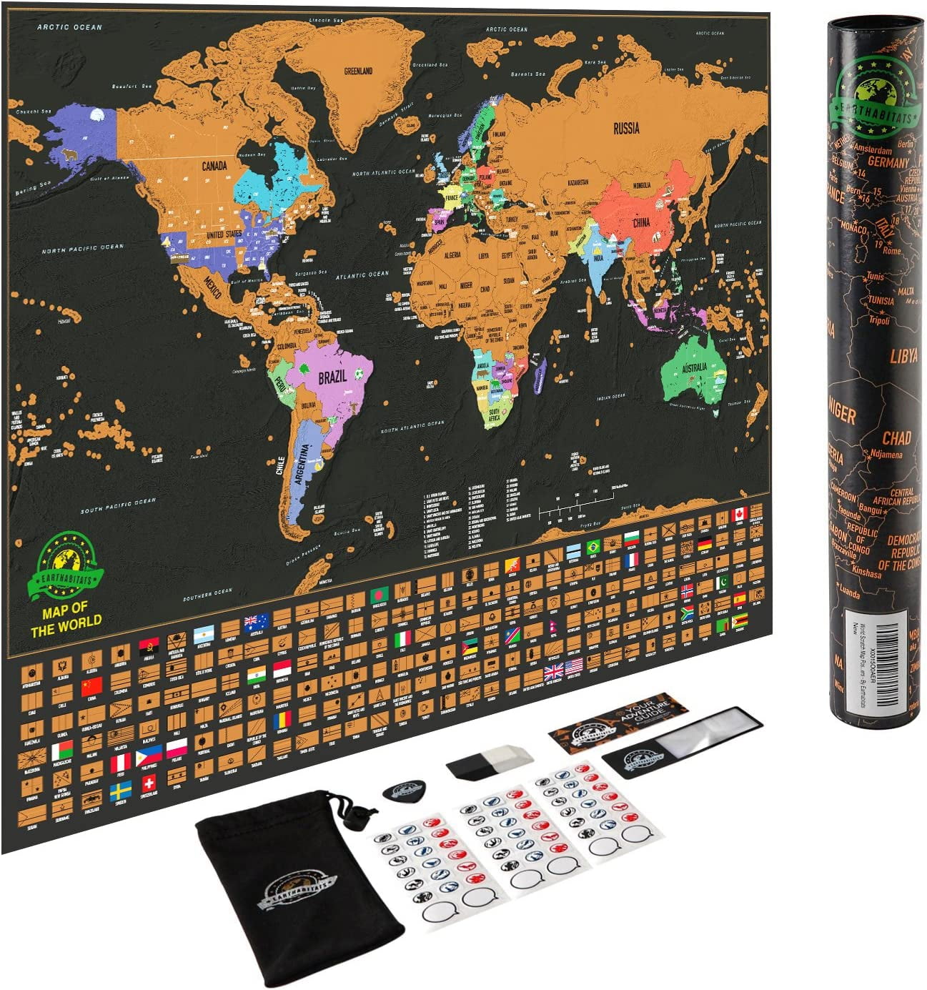 Scratch Off World Map Poster – Deluxe Travel Map, Scratch Off Map of ...