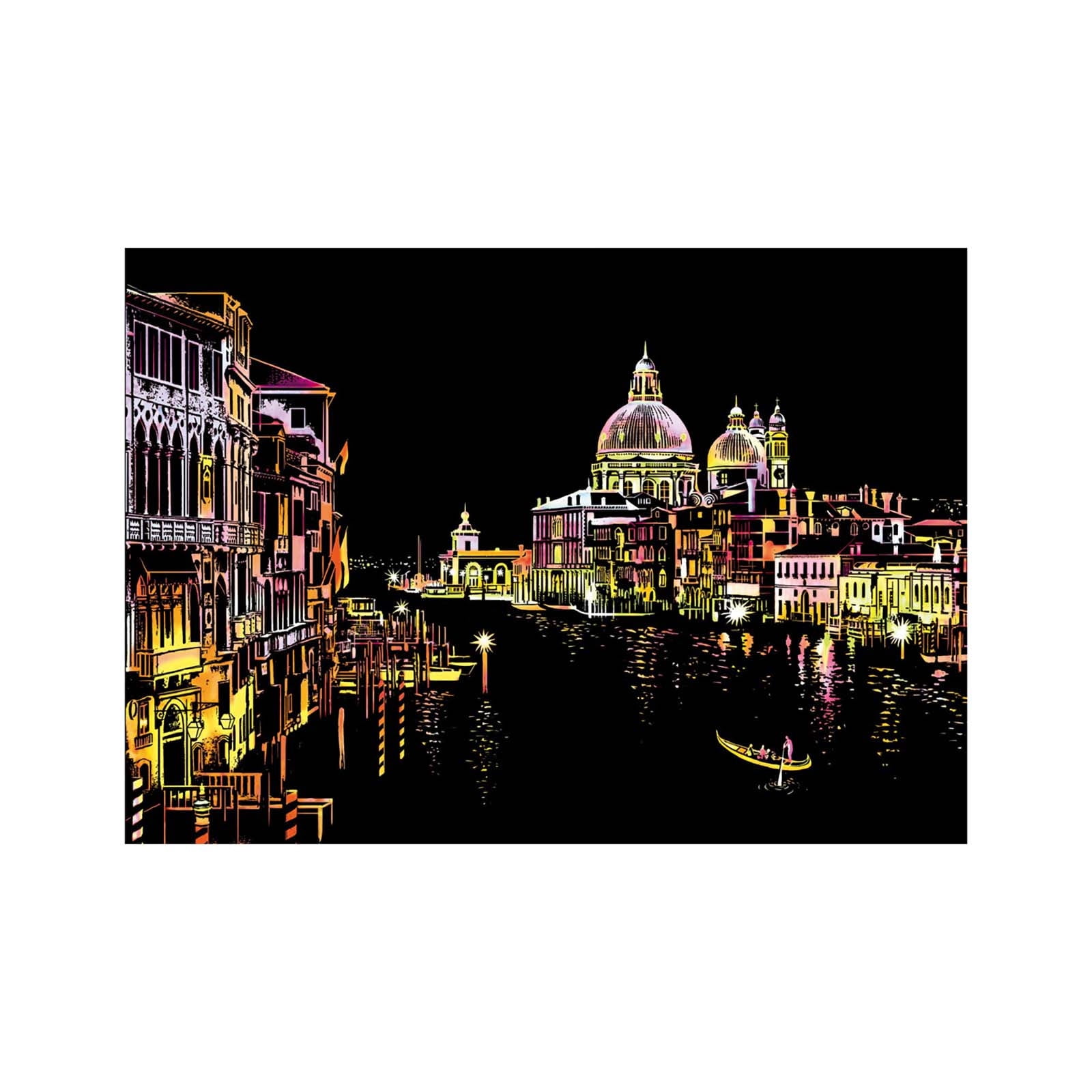 Scratch Painting Rainbow Paper, Sketch DIY Art Craft City Series Night ...